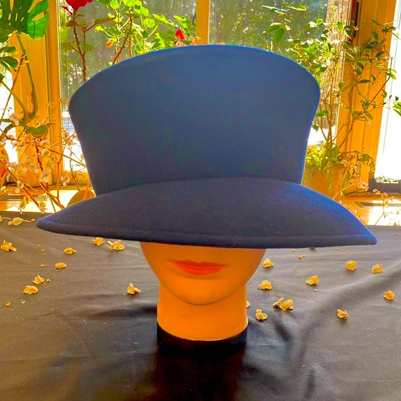 Accessories | Copy Chic Navy Blue Wool Felt Top Hat | Poshmark